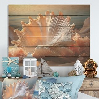 Designart "Opulent Symbolic Shells I" Seashell Wood Wall Decor - Modern ...
