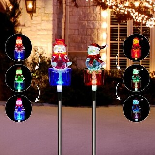 Alpine Corporation Holiday Decor Acrylic Snowman Stakes with Solar ...