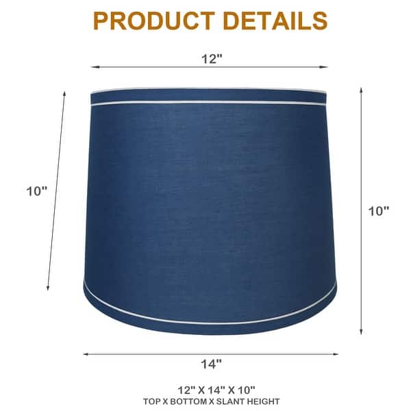 French Drum With White Trim Lampshade, 12" Top, 14" Bottom, 10" Slant ...