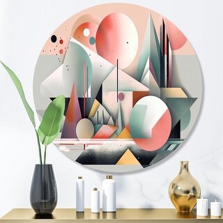 Designart "Essence Of Abstract Minimalism III" Minimalism Metal Round ...