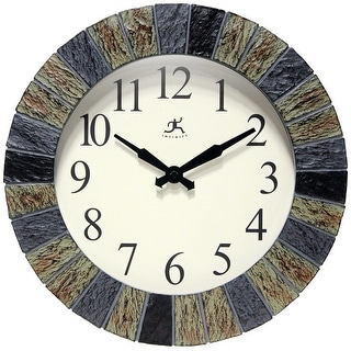 Faux 13 inch Indoor/Outdoor Wall Clock with Thermometer - 13 x 2 x 13 ...