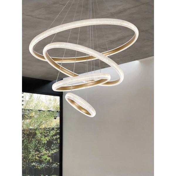 Moden 4-Ring Shape Sparkling LED Pendant Light Fixture - Bed Bath ...