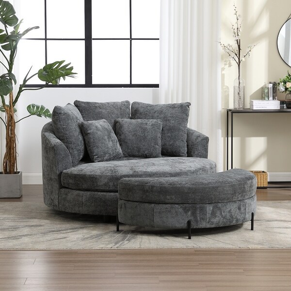 Modern Sofa Chair Round Accent Barrel Chair With 5 Pillows and Optional Ottoman On Sale Bed Bath Beyond 41014901