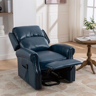 Navy Blue Massage Heat Power Lift Recliner Chair with Side Pockets ...