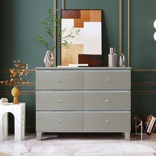 Champagne Silver Rubber Wood Dresser with 6 Drawers - Bed Bath & Beyond ...
