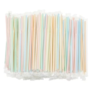 white plastic drinking straws
