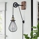 Industrial Farmhouse Plug in Wall Sconce with Wire Shade, Metal Wall ...