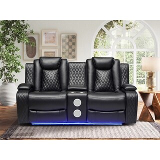 Lymka Faux Leather Power Reclining Home Theater Seating Loveseat with ...