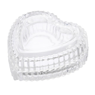 Glass Heart Shaped Storage Box, 1 Set Trinket Tray with Lid, Clear ...