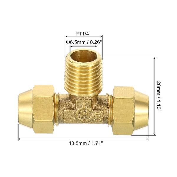 Brass Compression Tube Fitting 3 Way Pipe Fitting for Plumbing - Gold ...