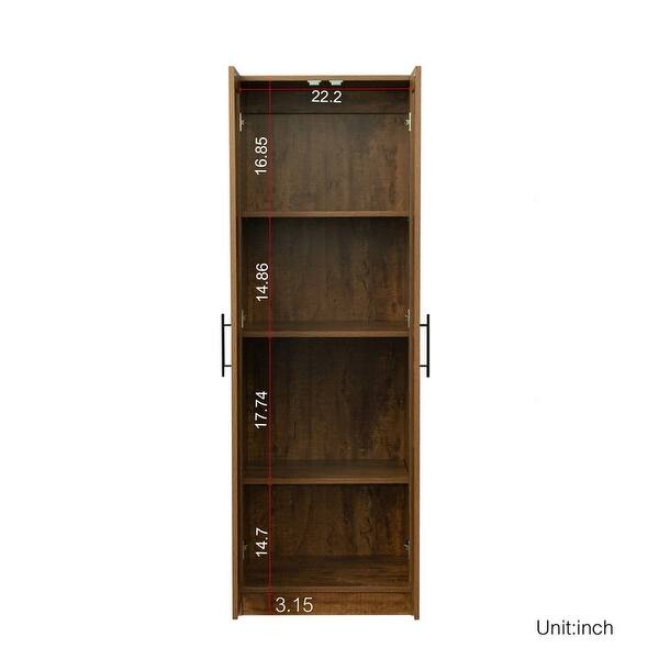 High wardrobe and kitchen cabinet with 2 doors and 3 partitions to separate 4 storage spaces ...