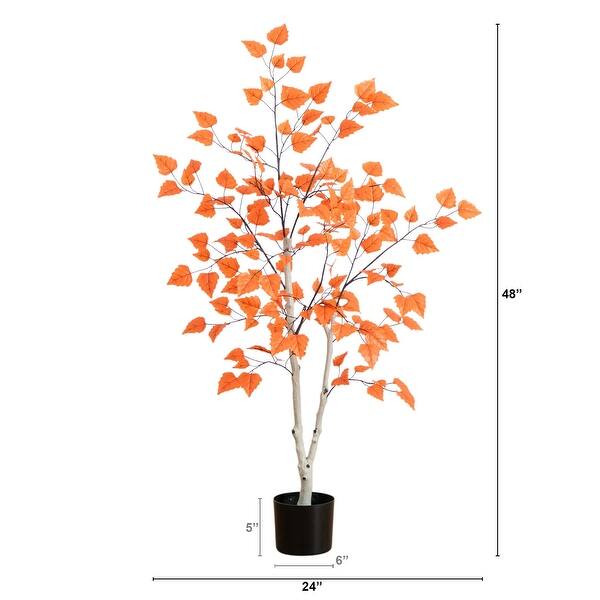 Paper Birch Fall Harvest Artificial Potted Tree - 4' - Bed Bath ...