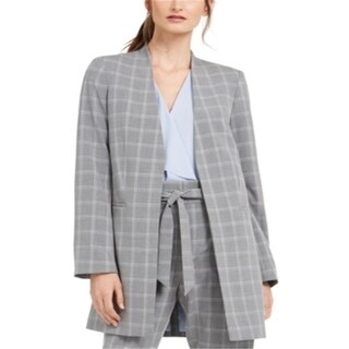Calvin Klein Women's Windowpane Topper Jacket Gray Size 8 - Bed Bath ...