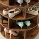 Round pushable wooden shoe cabinet on wheels for 16-20 pairs of shoes ...