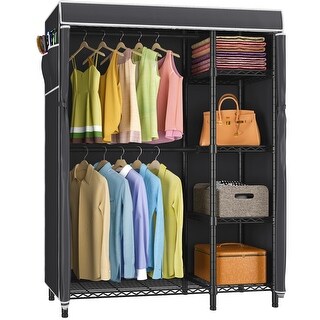 V7C Heavy Duty Basic Garment Rack with Cover Portable Closets, Shelves ...