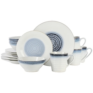 Gibson Elite Spiral Embossed 16 Piece Stoneware Dinnerware Set in Blue ...