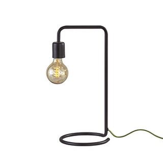 Industrial Matte Black Finish Metal Desk Lamp with Vintage Edison Bulb ...