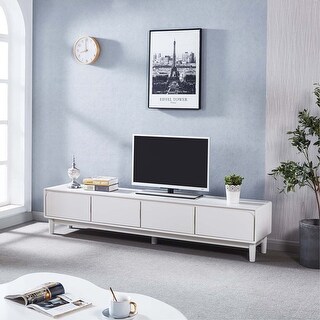 White TV Stand, Media Console Television Table with 4 Storage Drawer ...