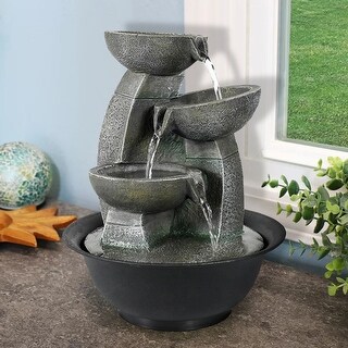 Modern Indoor Tabletop Water Fountain with LED Lights - Bed Bath ...