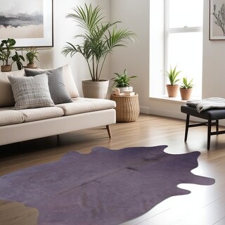 HomeRoots 6' X 7' Lavender Cowhide Hand Knotted Area Rug - 84' X '72' X ...