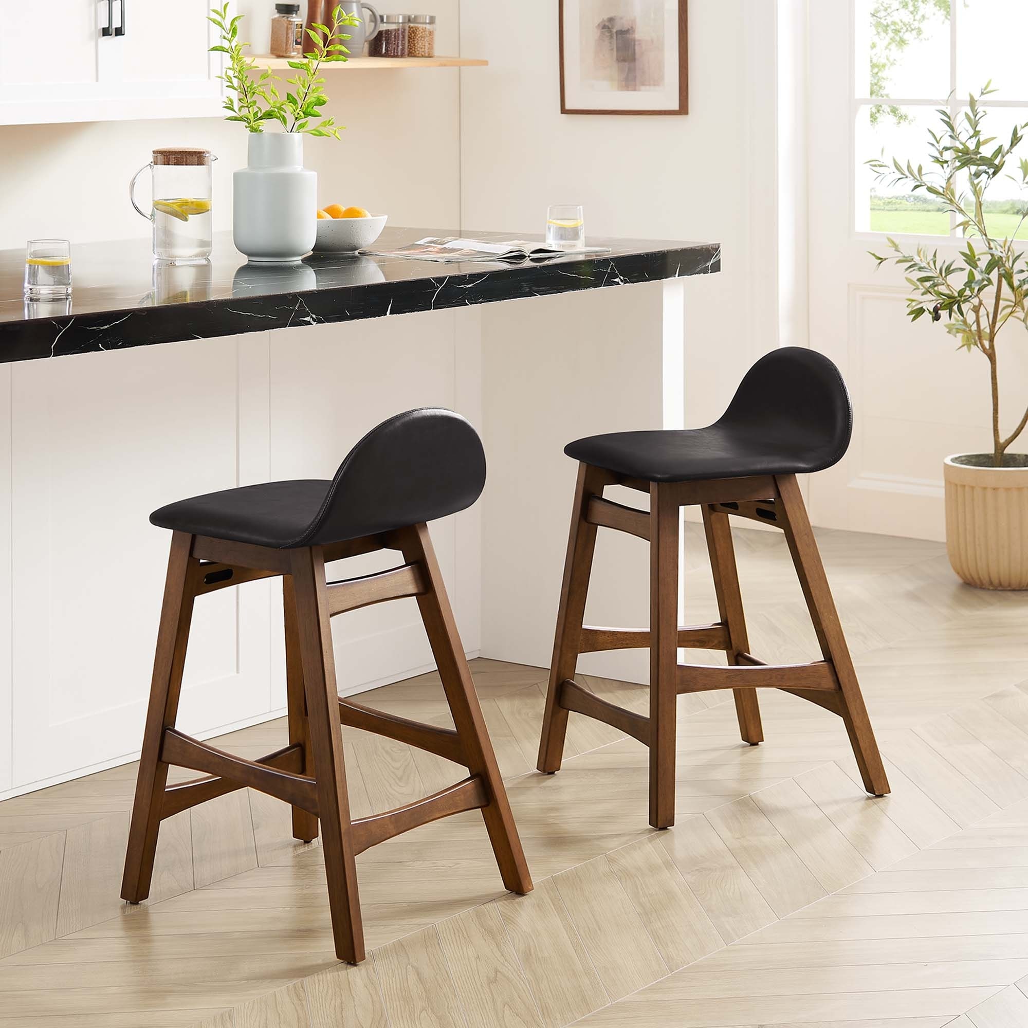Sven 26.5" Modern Minimalist Low Back Wood Counter Stool - On Sale ...