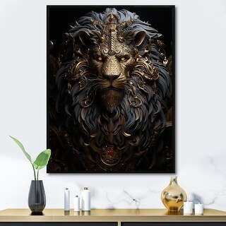 Designart "Regal Elegant Ruler Lion I" Animals Lion Framed Wall Art ...