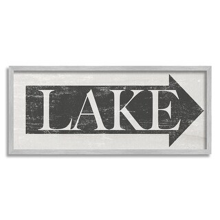 Lake Arrow Sign Grey and White Distressed Framed Wall Art - Bed Bath ...