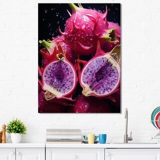 Designart "Vibrant Violet Dragonfruit Dance Fruit" Fruits Wall Art ...