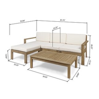 Outdoor 3 Seater Acacia Wood Sofa Sectional with Cushions - Bed Bath ...