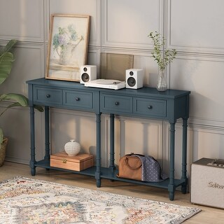 Entryway Console Table with Two Storage Drawers and Bottom Shelf - Bed ...