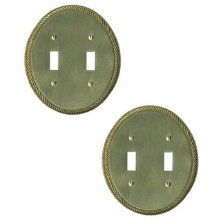 2 Solid Brass Switchplate Double Toggle Oval Braided | Renovator's ...