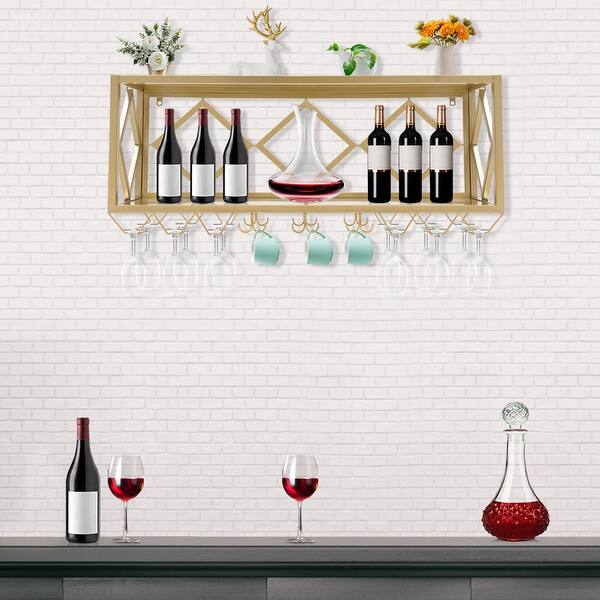 Floating Shelves Wall-Mounted Inverted Wine Glass Rack - Bed Bath ...