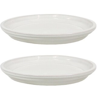 9" Glazed Ceramic Saucers Pearl Set of 2 - Bed Bath & Beyond - 39887780