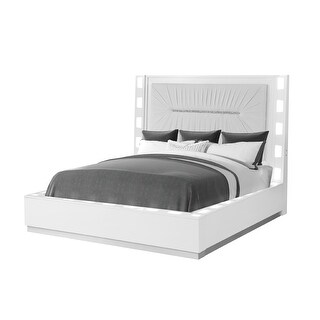 Coco Americana Style Queen/King Bed Made with Wood & Built in LED - Bed ...
