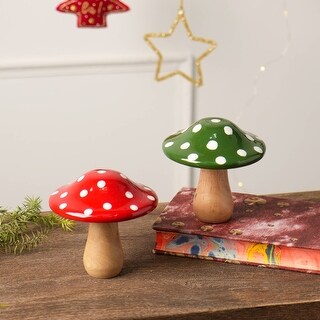 Expobazaar Wooden Table Top Medium Mashroom (Case of 8) - Red / White ...