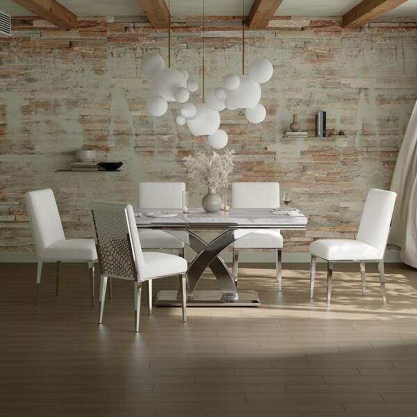 White mirrored dining table store