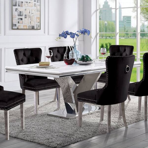 marble and chrome dining table