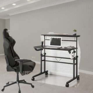 Rolling Writing Desk with Height Adjustable Top, Moveable Shelf ...
