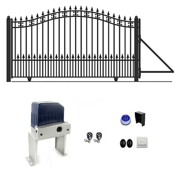ALEKO Steel Single Sliding 18' Driveway Gate St. Louis Style with Gate ...