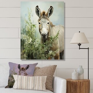 Designart "Farmhouse Donkey In Field V" Donkey Wall Décor White ...