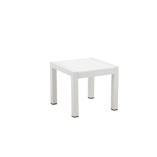Josh 18 Inch Side End Table, Polyresin Planks, Crisp White Aluminum ...