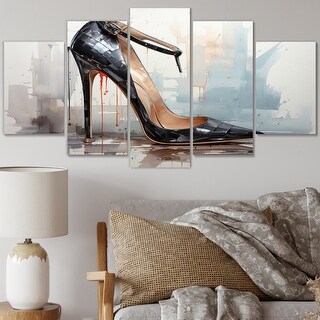 Designart "Black Fashion High Heel Power III" Fashion Metal Wall Décor ...