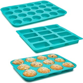 Silicone Baking Set, Mini Cake Trays (Teal, 3 Sizes, 3-Pack) - Bed Bath ...