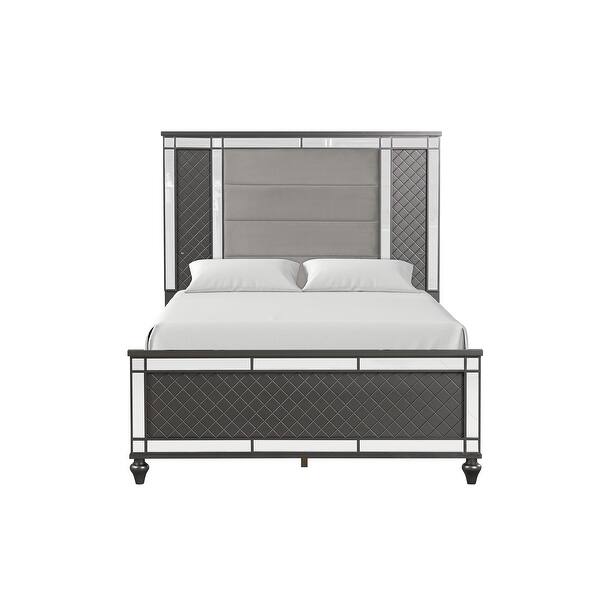 Livorno Gunmetal Gray Wood Frame Bed with LED Headboard - Bed Bath ...