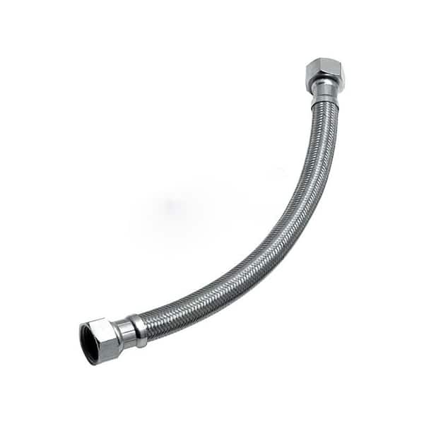 30 in. Chrome Cylindrical Stainless Steel Water Supply Hose- Full Flow ...