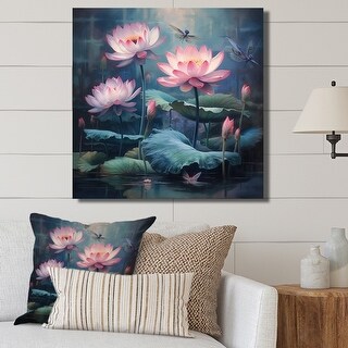 Designart "Lotus Eternal Beauty Amongst Lily Pads I" Lotus Wall Art ...