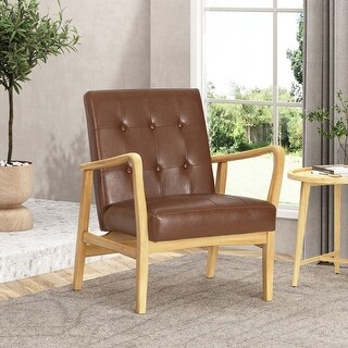 Mid-Century Modern Button Tufted Waffle Stitch Club Chair, Mid Century ...
