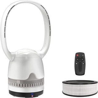 26 Inch White Air Purifier Bladeless Tower Fan with H12 HEPA Filter ...