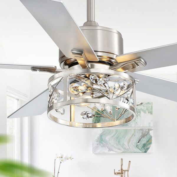 20-In Nickel Indoor Caged Ceiling Fan with Light Remote(5-blade) - On ...