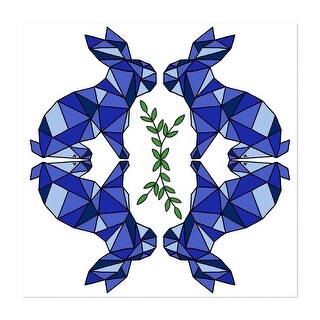 Geometric Rabbits with Plant Drawing Pattern Art Print/Poster - Bed ...